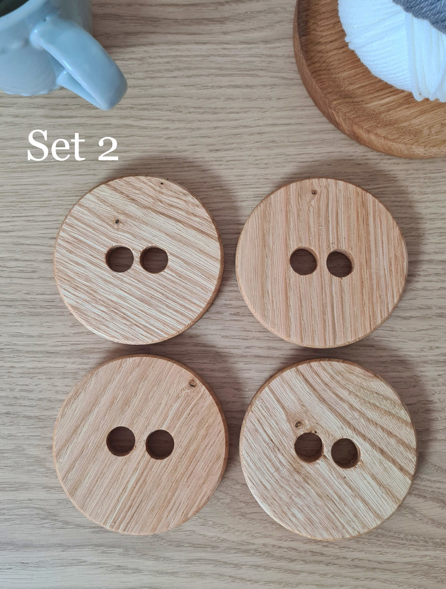 Set of Wooden Button Coasters – Fully Woolly Yarns